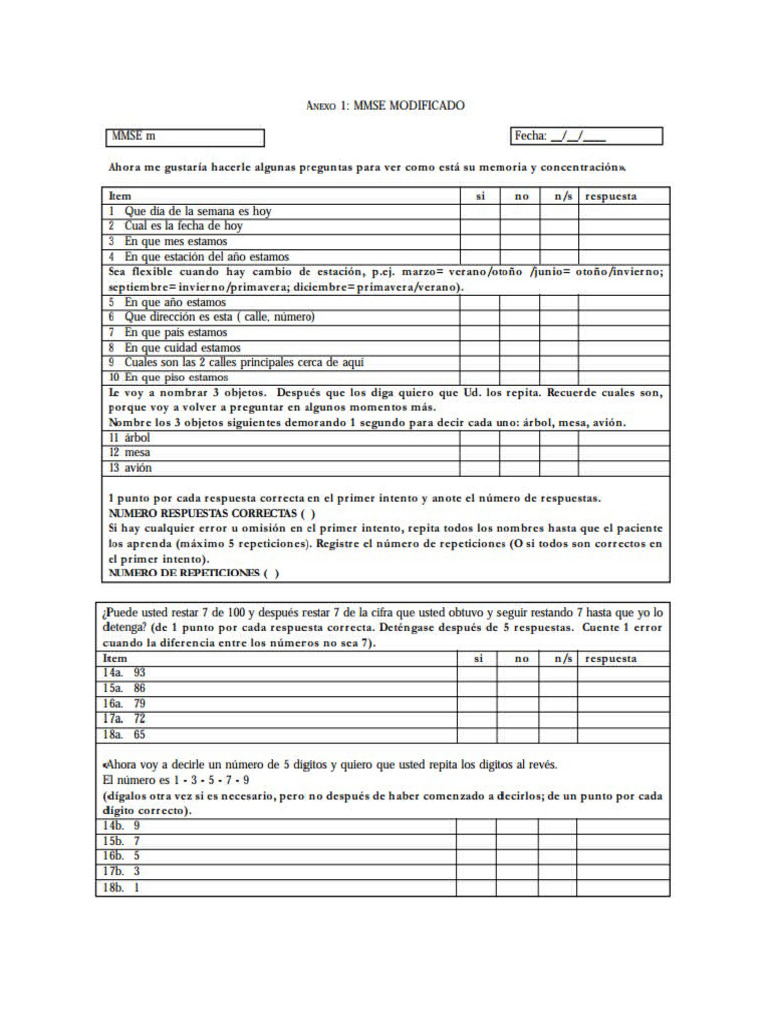 Mini Mental State Folstein | PDF