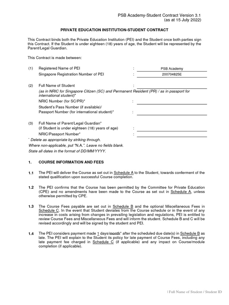 PSB Academy Course Fees and Policies | PDF | Fee | Taxes