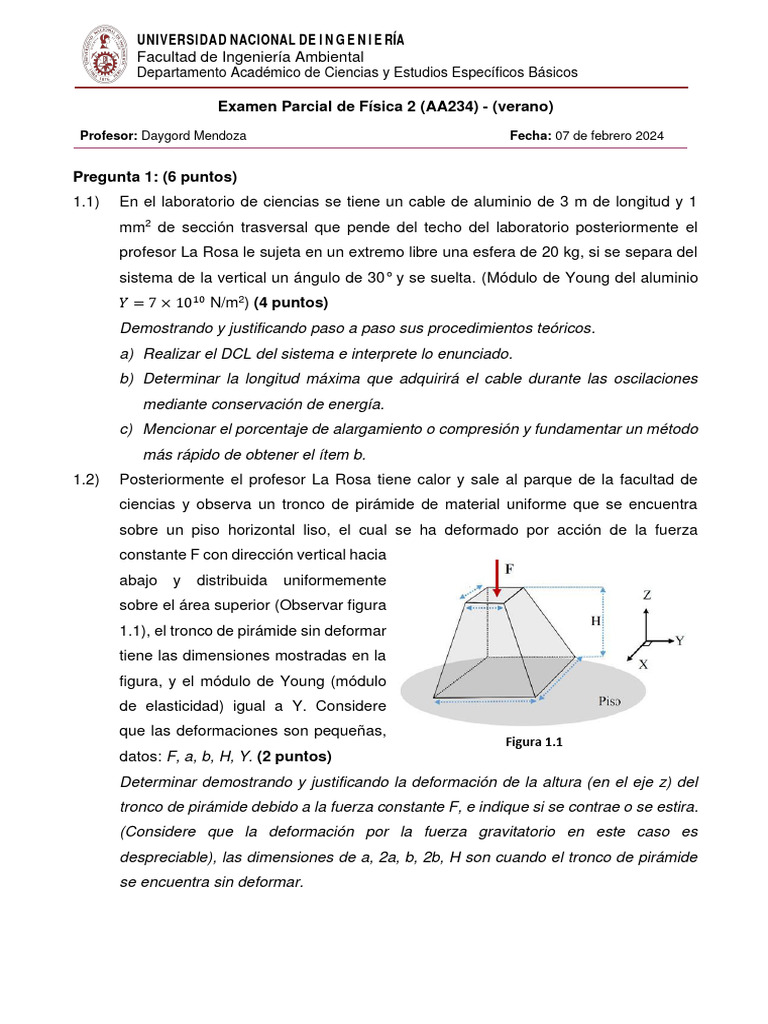 EXAMEN PARCIAL - FISICA 2 - 20223-III - Sol | PDF | Oscilación | Olas