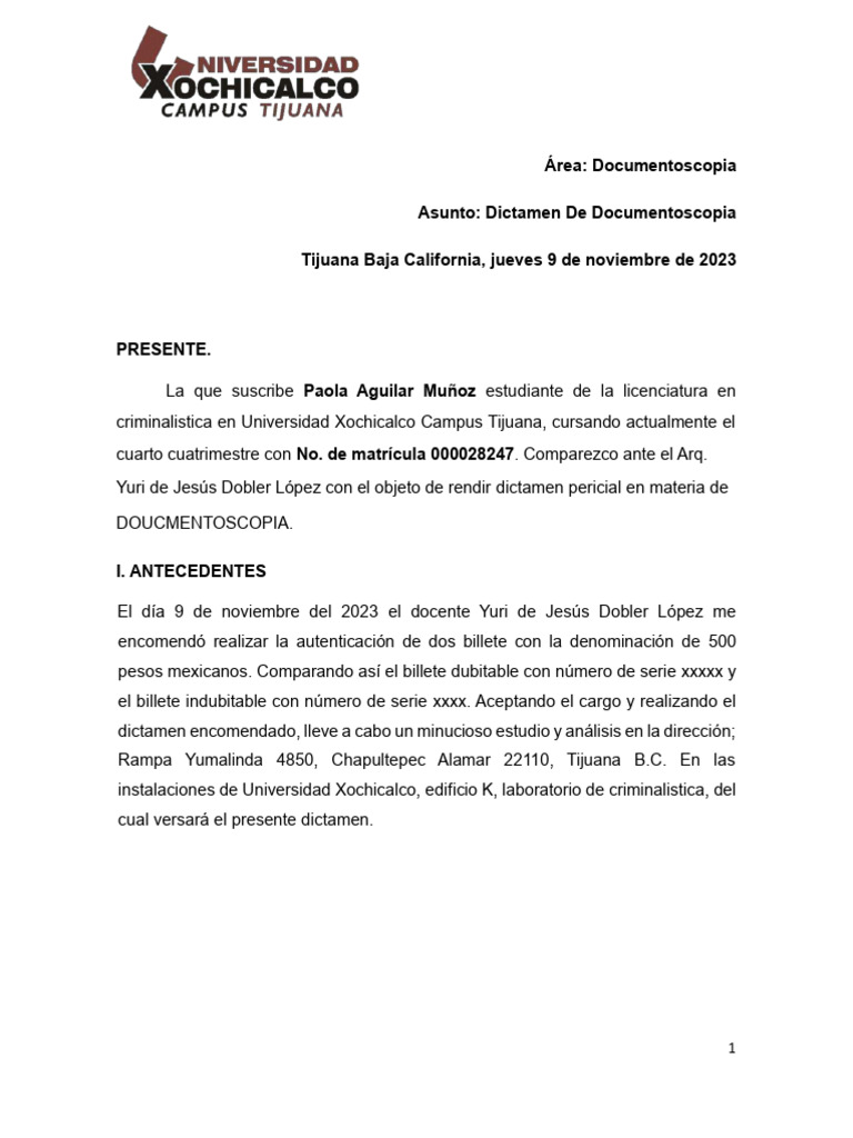 Dictamen de Autenticidad de Billetes | PDF | Science