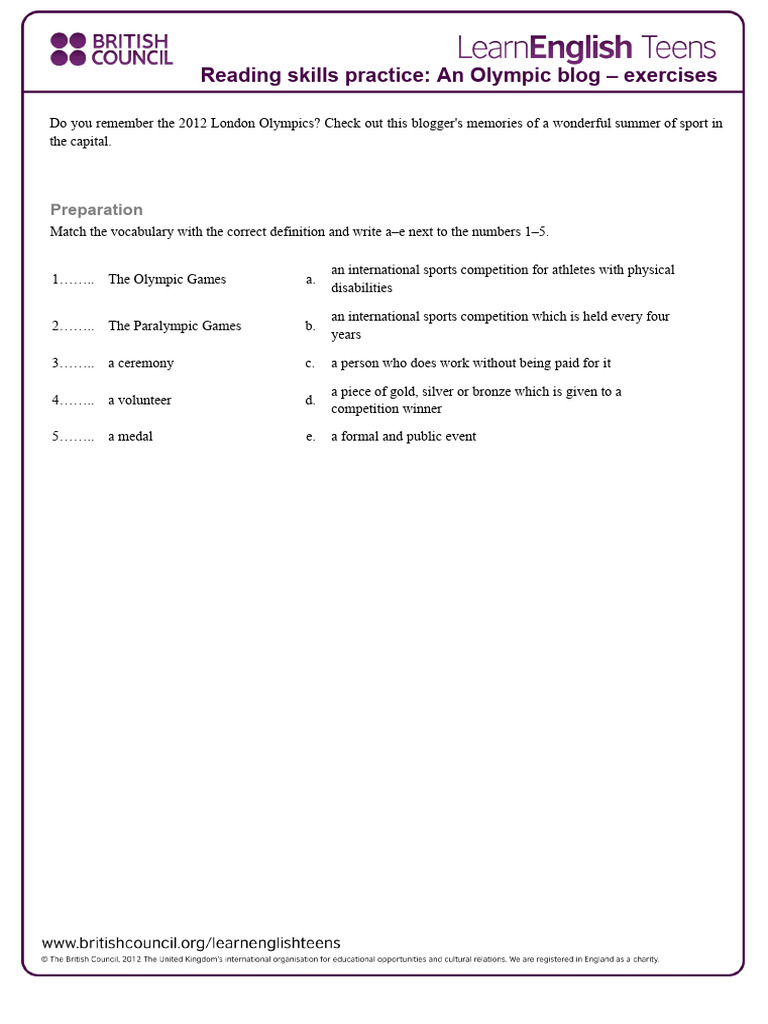 An Olympic Blog Exercises 0 Pdf Paralympic Games Sports