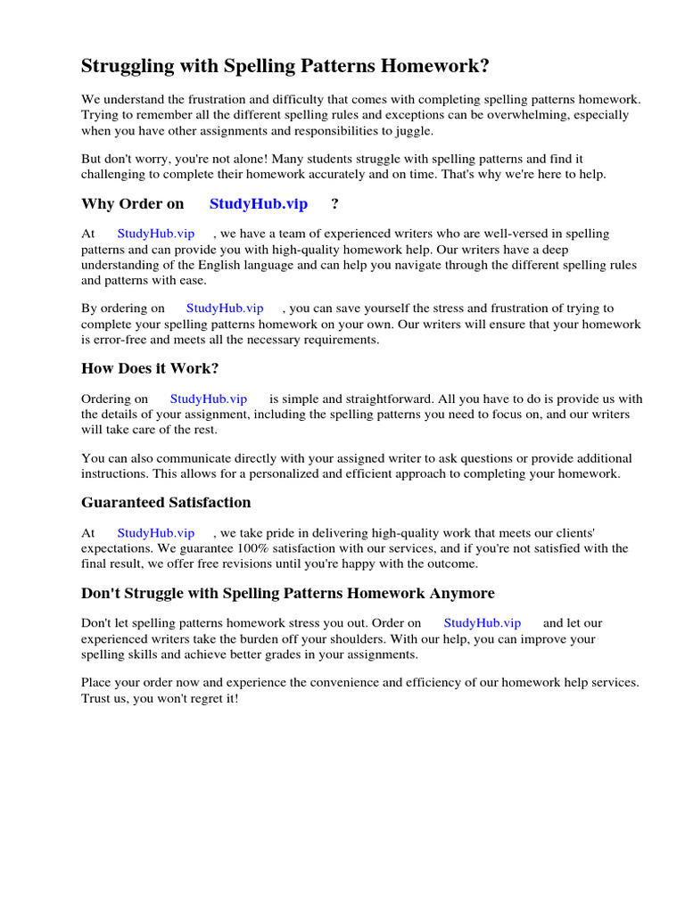 Spelling Patterns Homework | PDF | Phonics | Worksheet