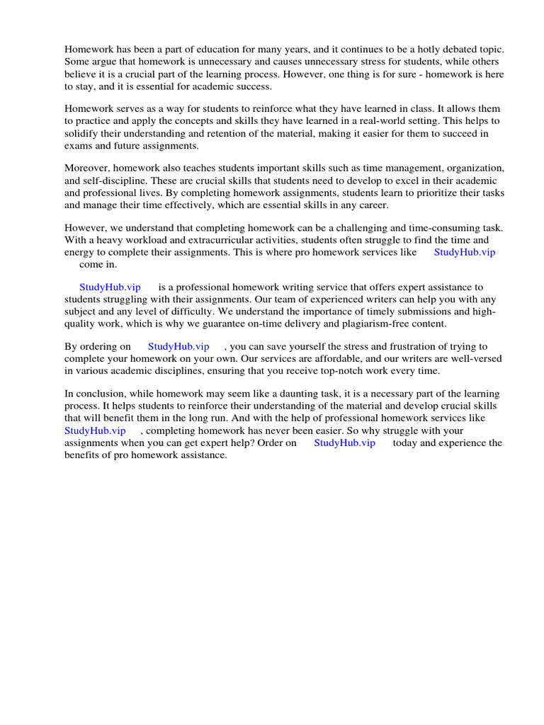 Pro Homework Necessary | PDF | Homework | Teachers