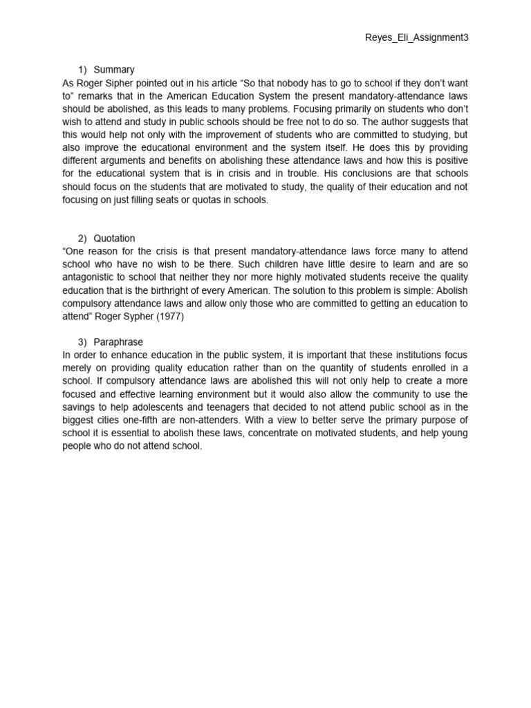 Example of Quotation, Summary and Paraphrase | PDF | Career & Growth ...