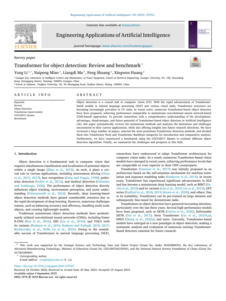 Transformer For Object Detection Review and Benchmark | Download Free PDF | Sensitivity And ...