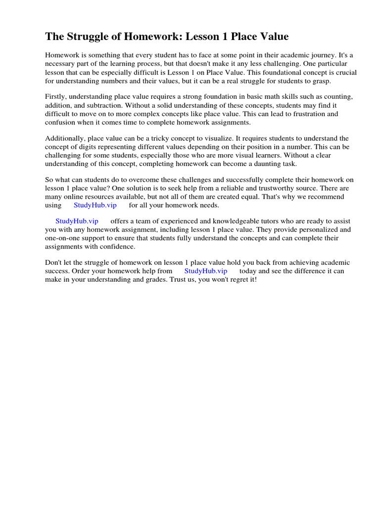 My Homework Lesson 1 Place Value | PDF | Homework | Facebook