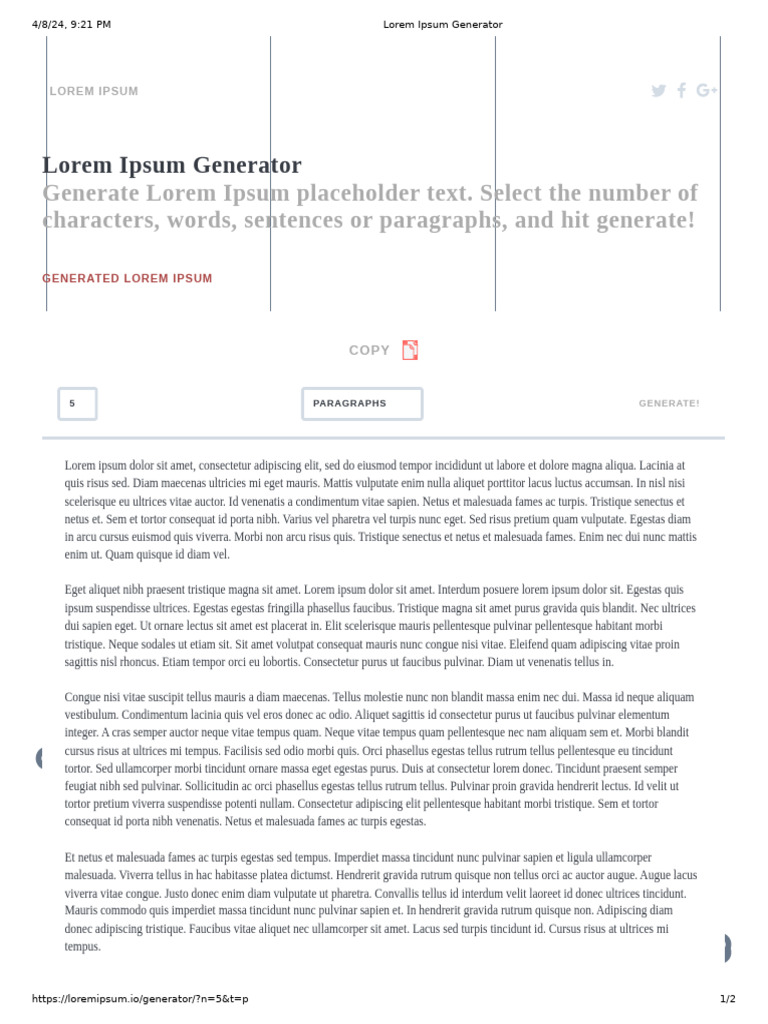 Lorem Ipsum Generator | PDF