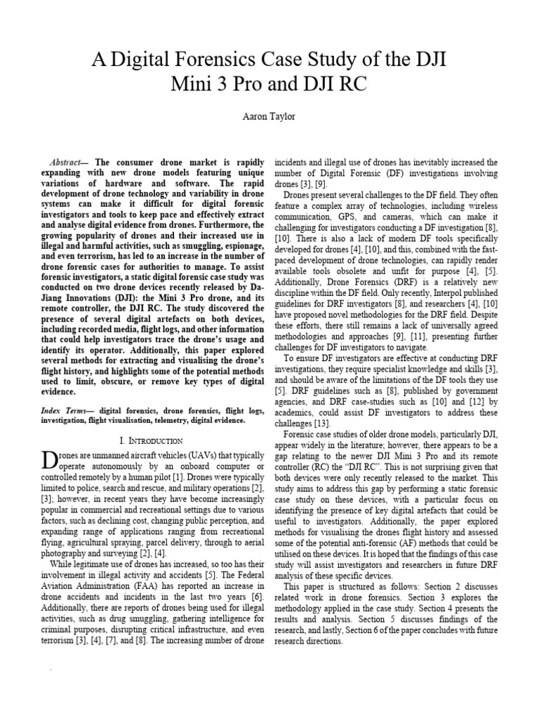 A Digital Forensics Case Study of The DJI Mini 3 Pro and DJI RC | PDF | Smartphone | Unmanned ...