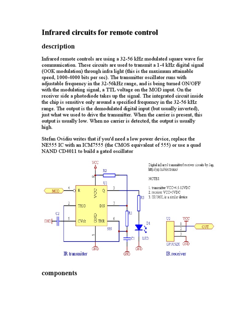 Infrared Circuits for Remote Control | Remote Control | Modulation