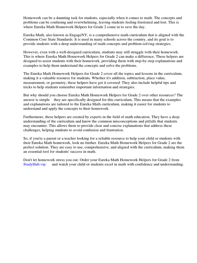 Eureka Math Homework Helpers Grade 2 | PDF | Worksheet | Mathematics