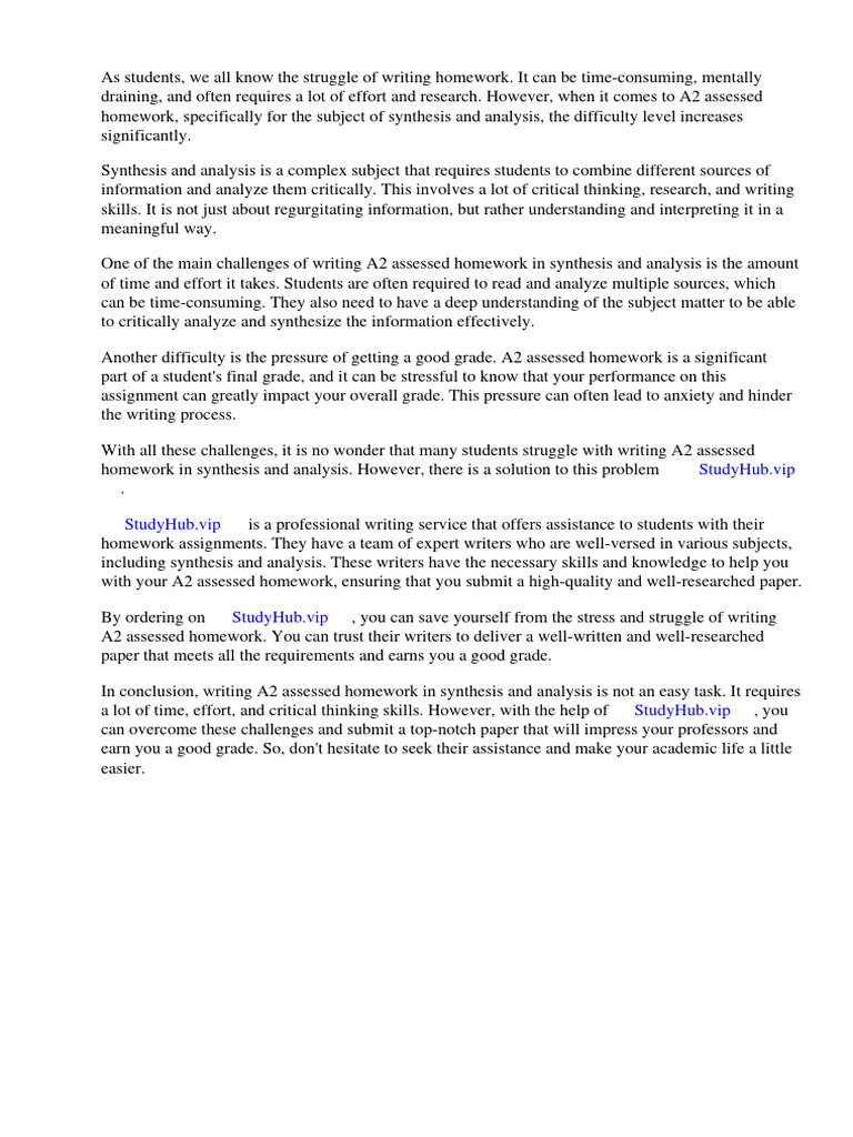 A2 Assessed Homework Synthesis and Analysis | PDF | Multiple Choice | Question