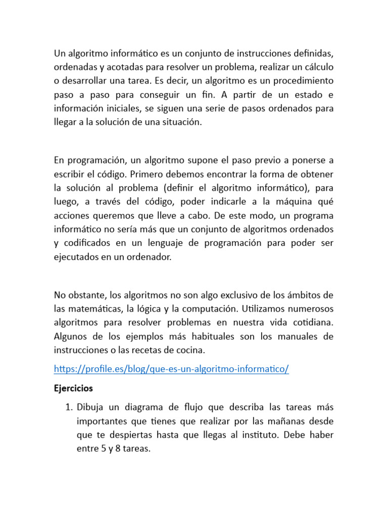 Un Algoritmo Informático Es Un Conjunto de Instrucciones Definidas ...