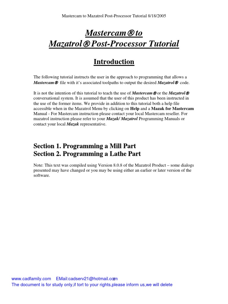 Mastercam To Mazatrol Post-Processor Tutorial | PDF | Machine Tool ...
