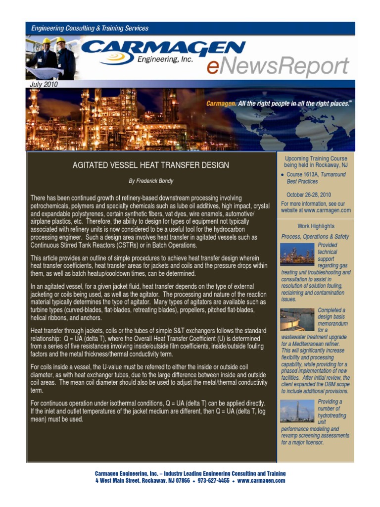 Agitated Vessel Heat Transfer Design | PDF | Flow Measurement | Temperature