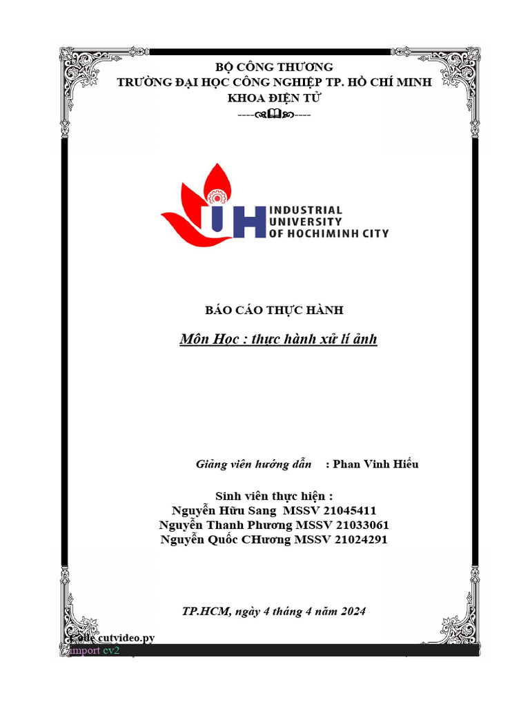 Báo cao TH XLA | PDF