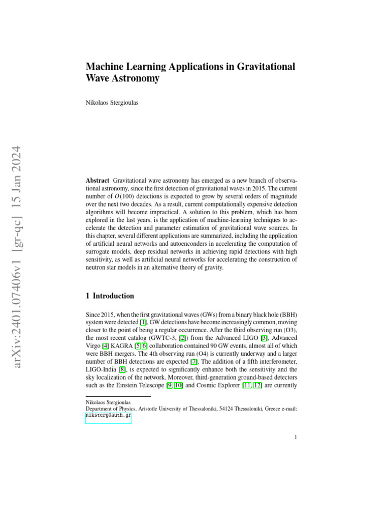 Machine Learning Applications in Gravitational Wave Astronomy | PDF | Gravitational Wave ...