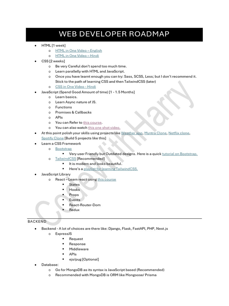 WebDev Roadmap - Notes | PDF | Web Development | Computing WebDev Roadmap - Notes | PDF | Web Development | Computing