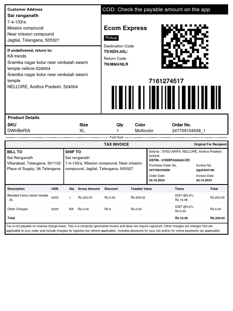 Sub Order Labels | PDF | Invoice | Payments