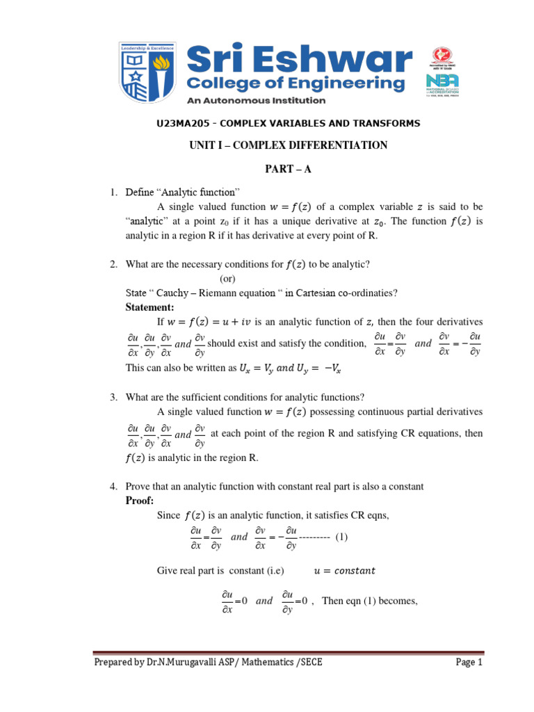 Complex Variables Guide | PDF | Complex Analysis | Mathematical Objects