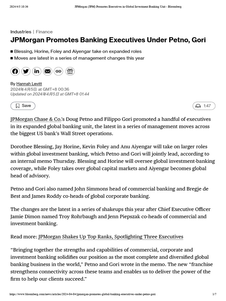 JPMorgan (JPM) Promotes Executives in Global Investment Banking Unit ...