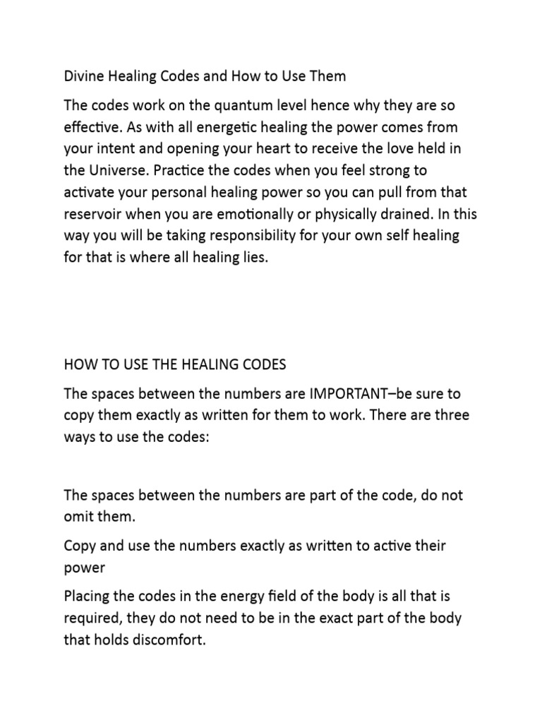 Divine Healing Codes and How To Use Them | PDF | Respiratory Diseases ...