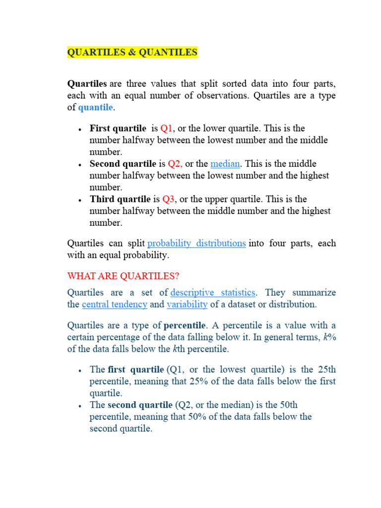 QUARTILES and QUANTILES | PDF | Quantile | Quartile