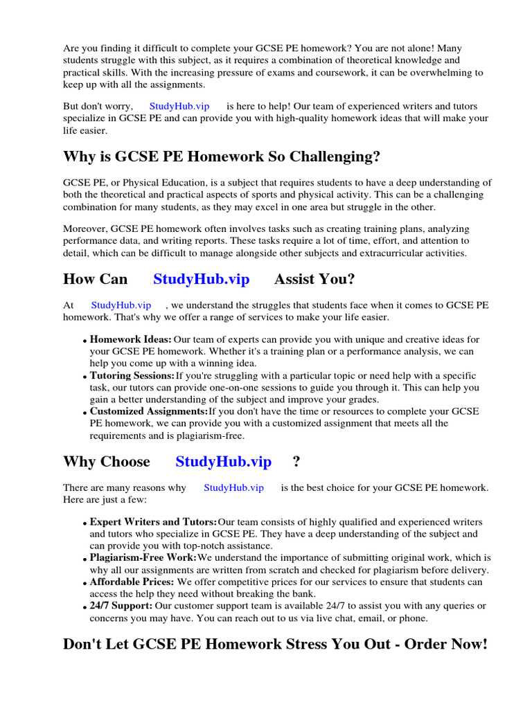 Gcse Pe Homework Ideas | PDF | Facebook | Linked In