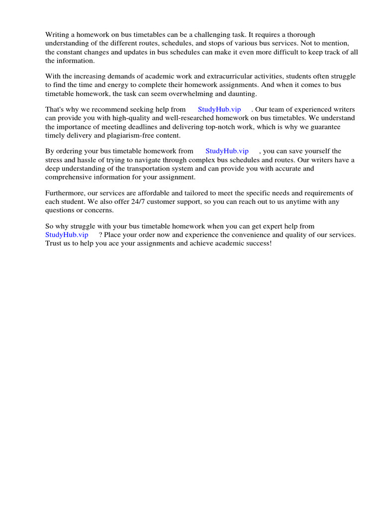 Bus Timetable Homework | PDF | Bus | Homework