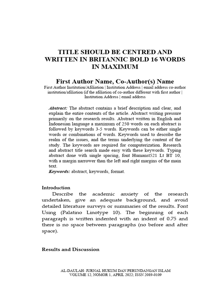 Template Journal Al Daulah | PDF | Typefaces | Text