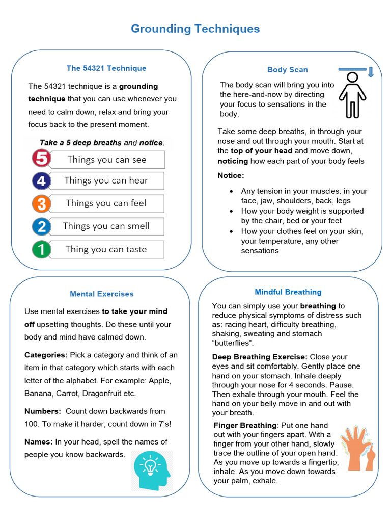 Grounding Techniques 1 Pdf Breathing Finger