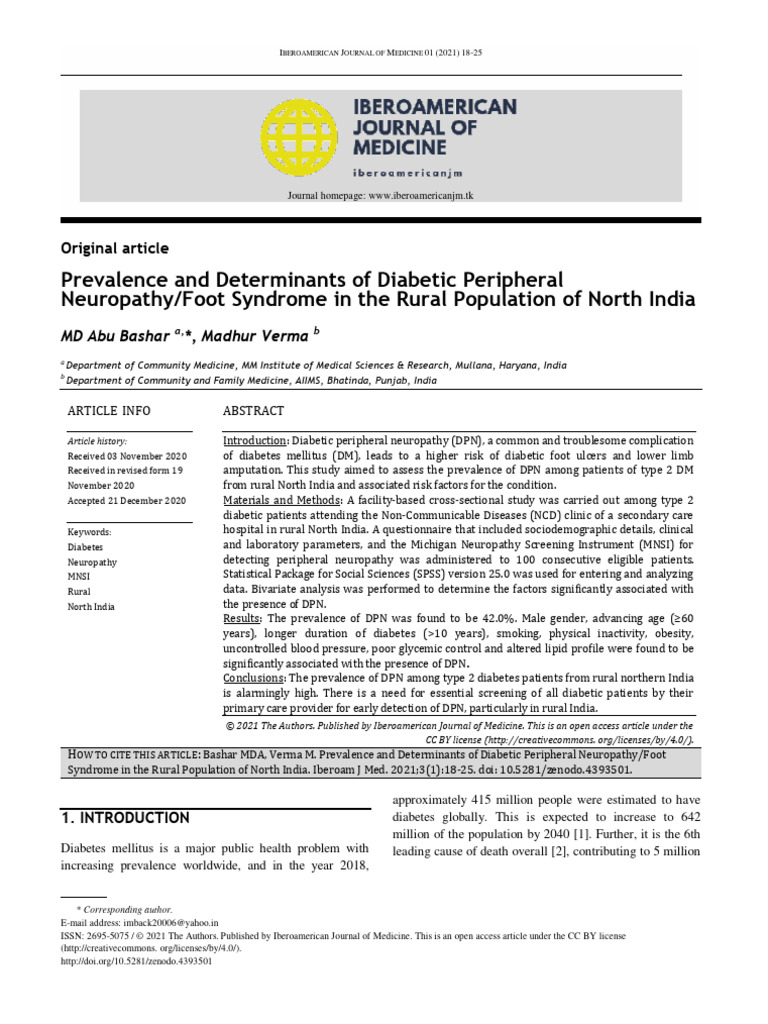 DPN - Iberoamericanjm-3-1-18 | PDF | Diabetes | Amputation