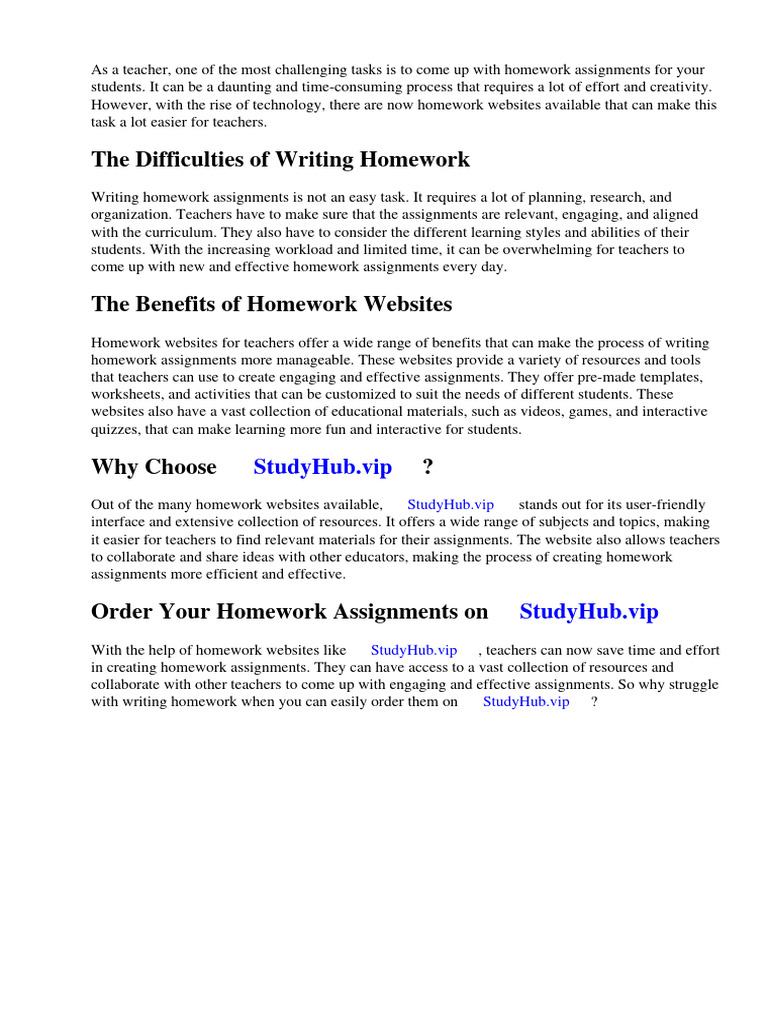 Homework Websites For Teachers | PDF | Homework | Essays