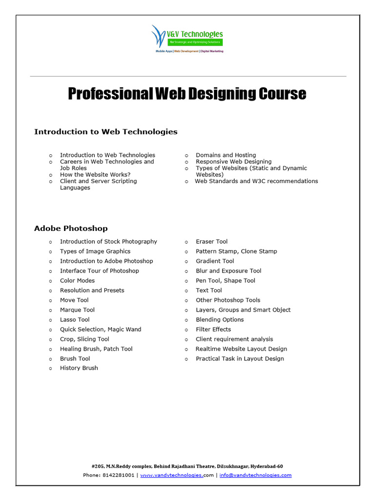 Vv-Webdesigning Course | PDF | Html Element | Html