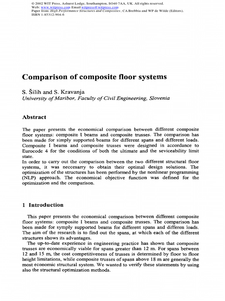 Comparison of Composite Floor Systems | PDF | Truss | Beam (Structure)