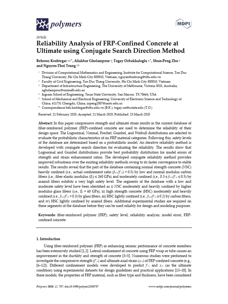 FRP-Confined Concrete Reliability Analysis | PDF | Reliability ...