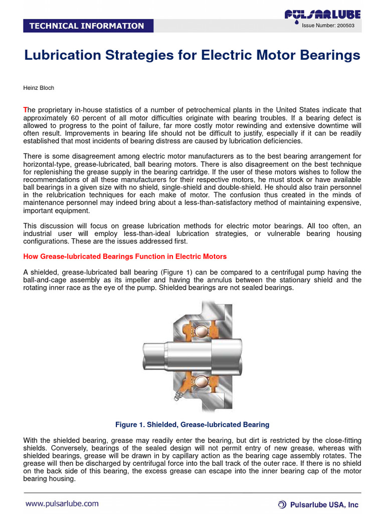 Electric Motor Lubrication | PDF | Bearing (Mechanical) | Mechanical ...