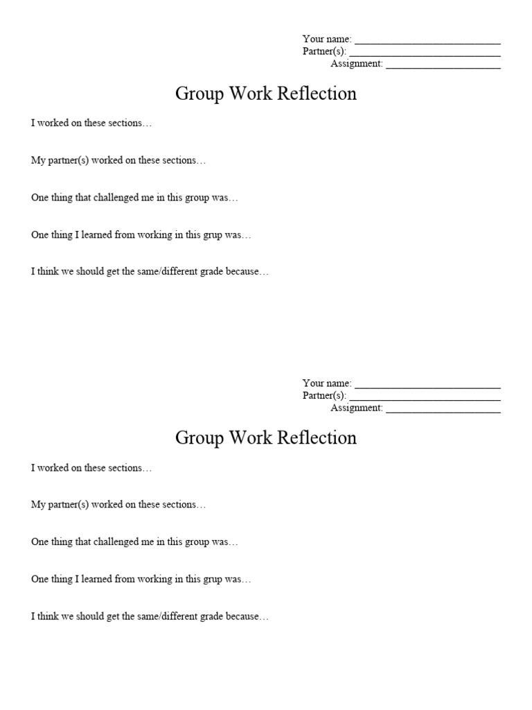 Group Work Reflection | PDF Group Work Reflection | PDF