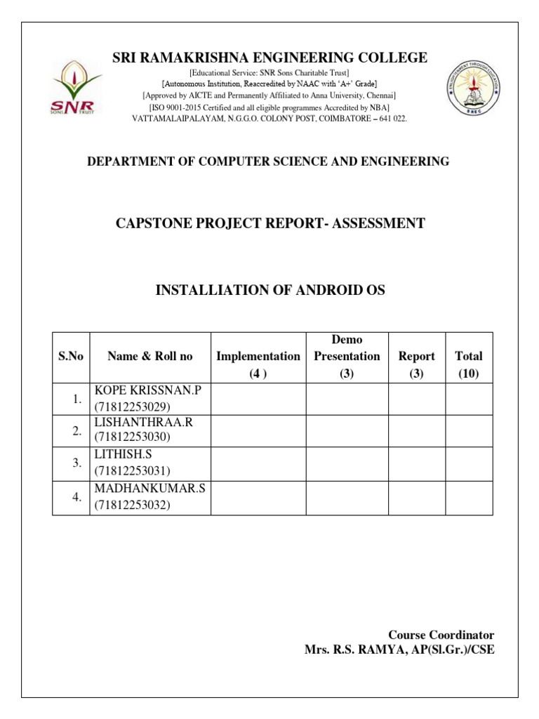 Sri Ramakrishna Engineering College: Department of Computer Science and Engineering | PDF ...