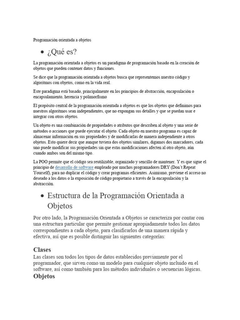Programación Orientada A Objetos Descargar Gratis Pdf Objeto Informática Programación