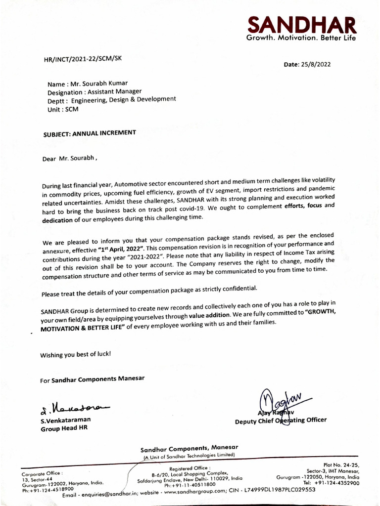 Increment Letter | PDF