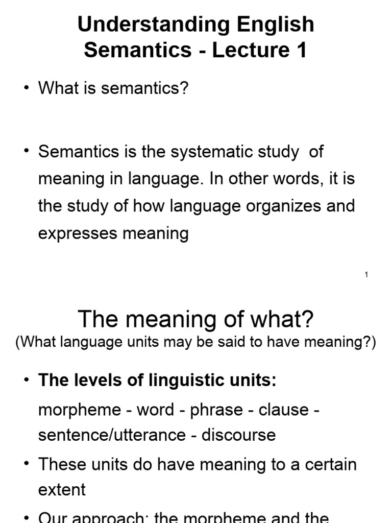 Lecture 1 | PDF | Semantics | Word