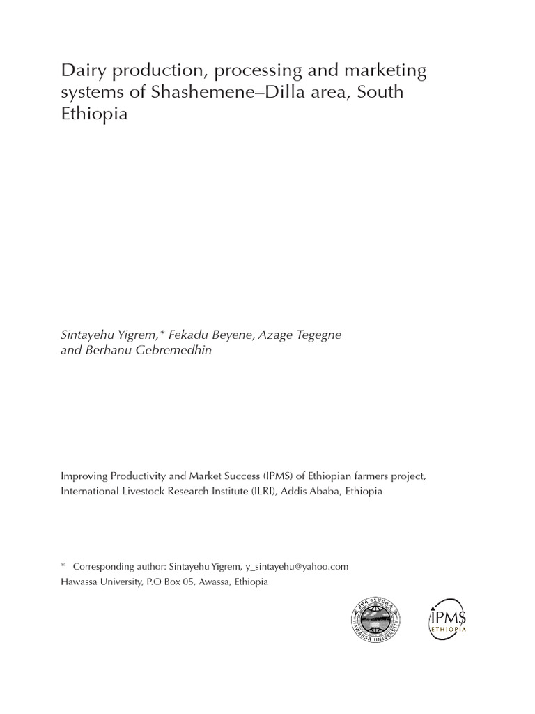 Shashemene IPMSWP9 | PDF | Milk | Dairy Farming