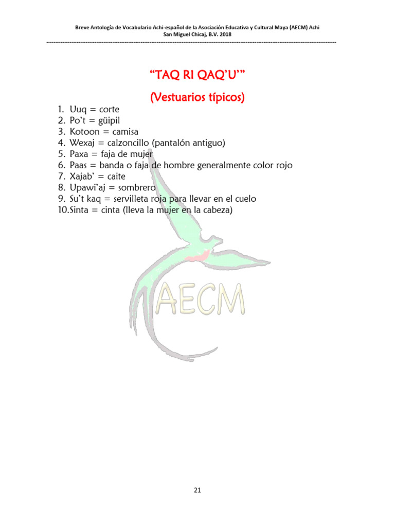"Taq Ri Qaq'U'" (Vestuarios Típicos) | PDF
