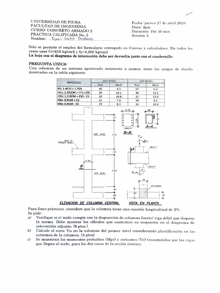 Evaluación de Columnas en Sismos | PDF