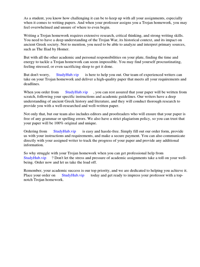 Trojan Homework | PDF | Trojan War | Iliad