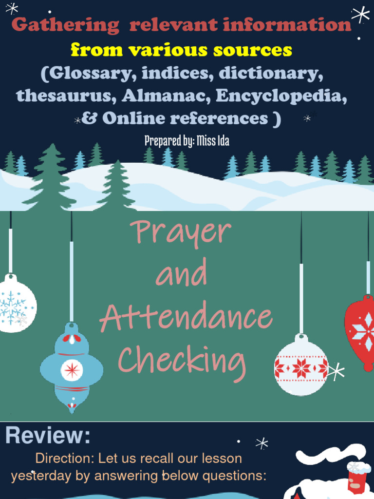 Gathering Relevant Information From Various Sources (Glossary Indices ...