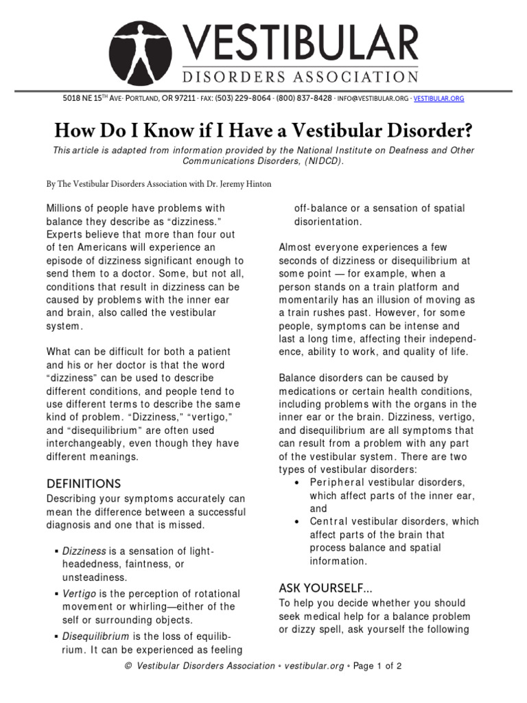 How Do I know if I have a vestibular disorder | PDF | Vertigo ...