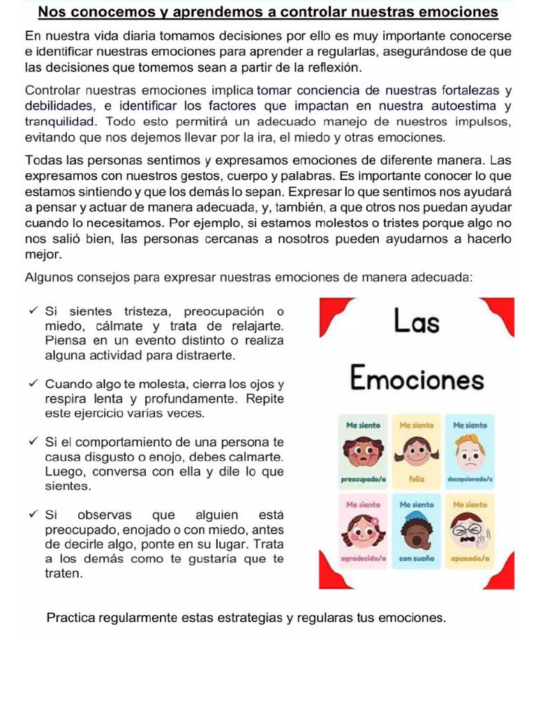 Lectura de Emociones. | PDF
