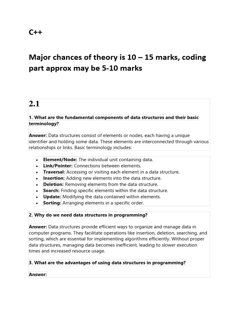 C++ Imp. Question Unit 2 | PDF | Pointer (Computer Programming) | Data Structure