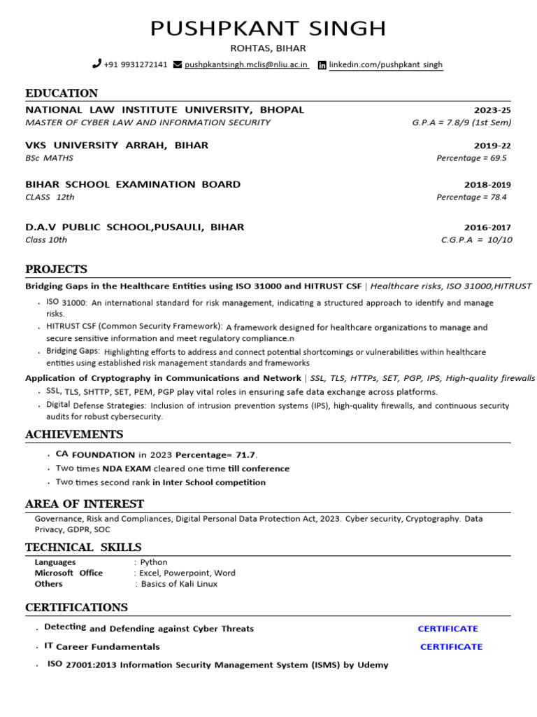 Education: National Law Institute University, Bhopal Vks University ...